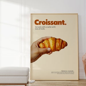 Croissant Poster, Food Poster, French Food, Retro Poster, Housewarming ...