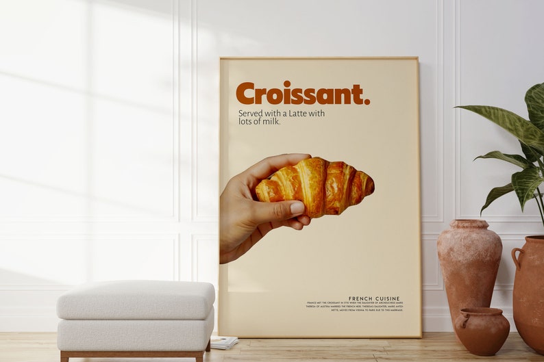 Croissant Poster Food Poster French Food Retro Poster - Etsy