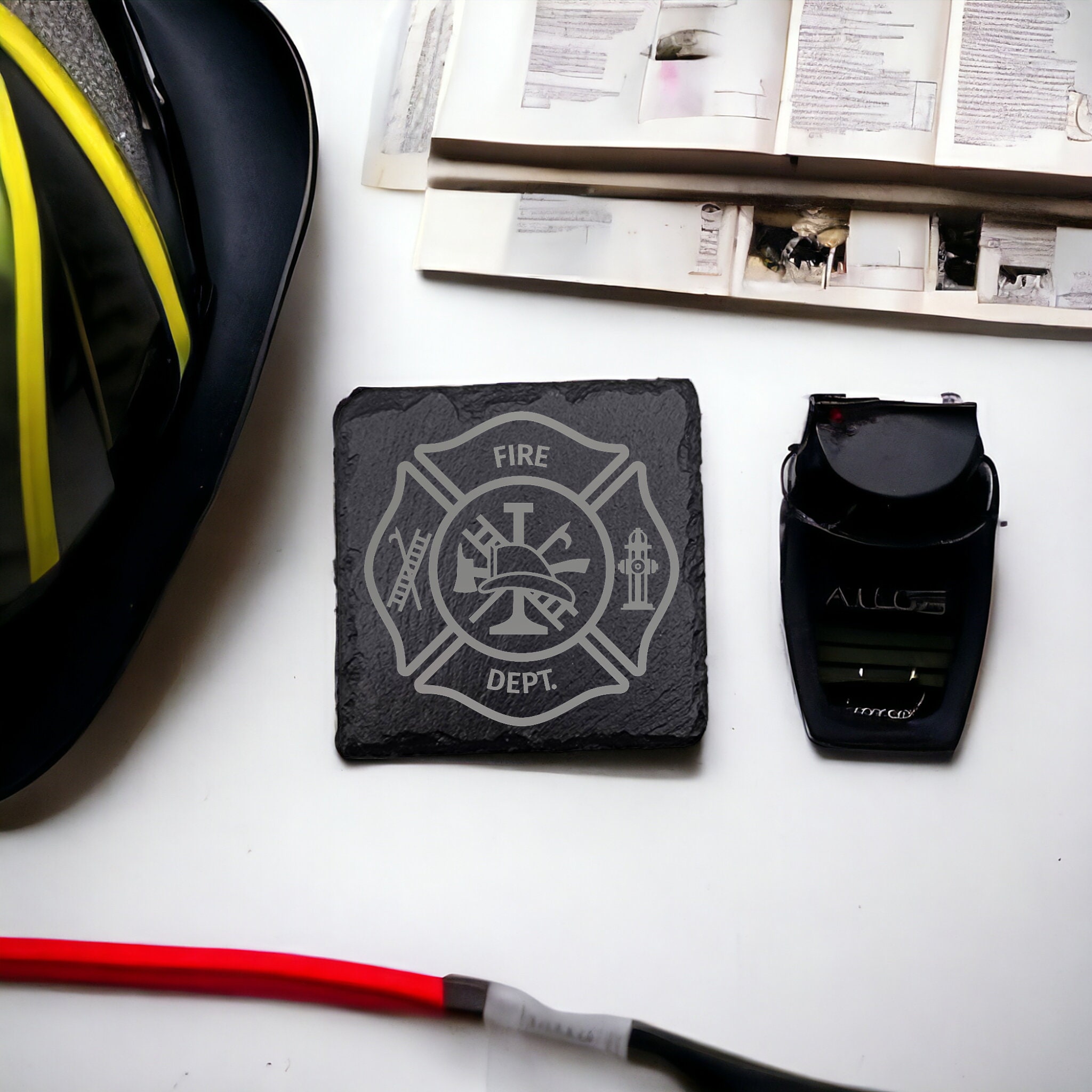 Fire Department Logo Laser Engraved Slate Coasters (set of 4) - Etsy