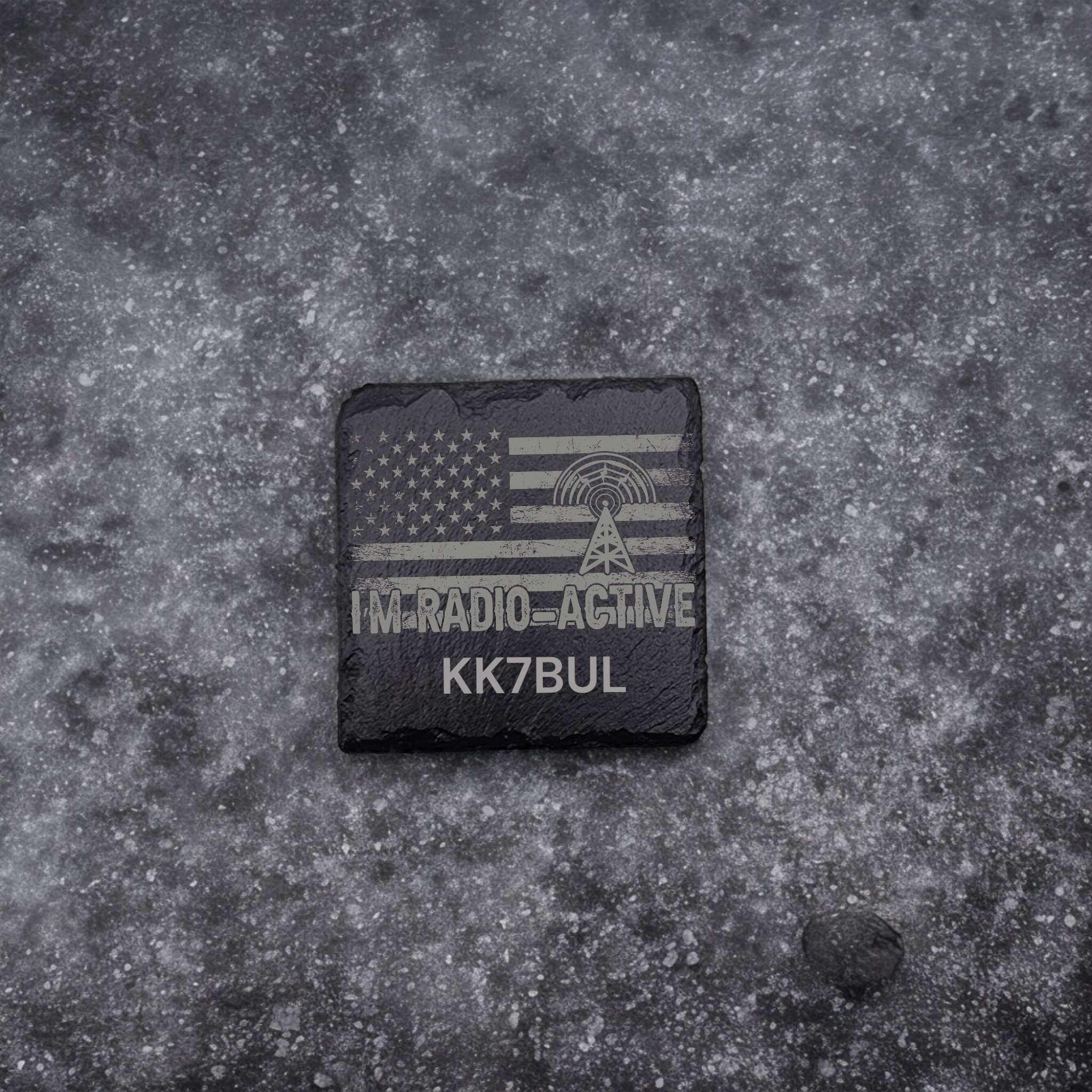 Personalized Ham Radio Call Sign Laser Engraved Slate Coaster (set of 4 ...