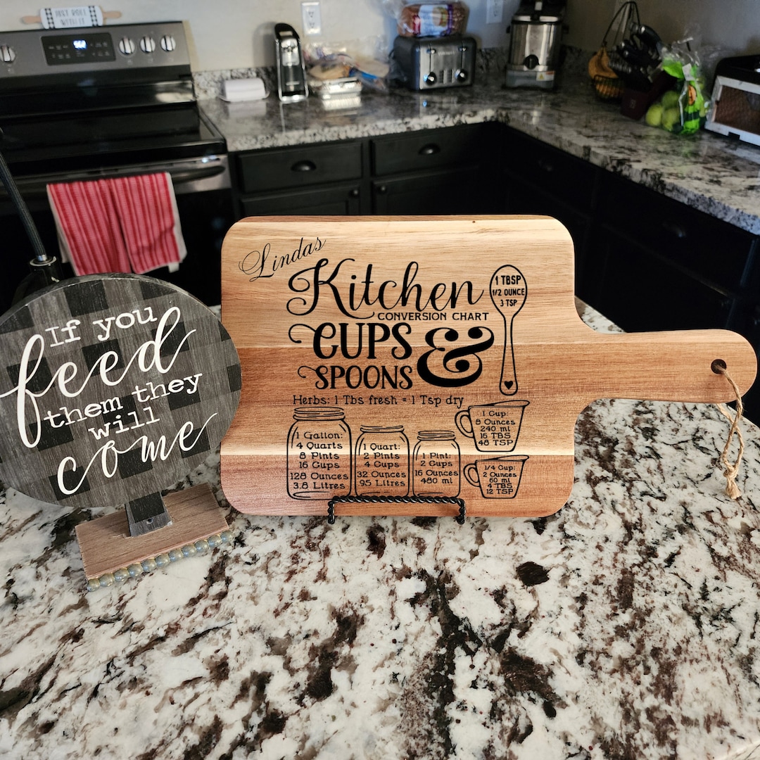 Personalized 14x8 Acacia Wood Kitchen Measuring Cutting Board| Custom ...