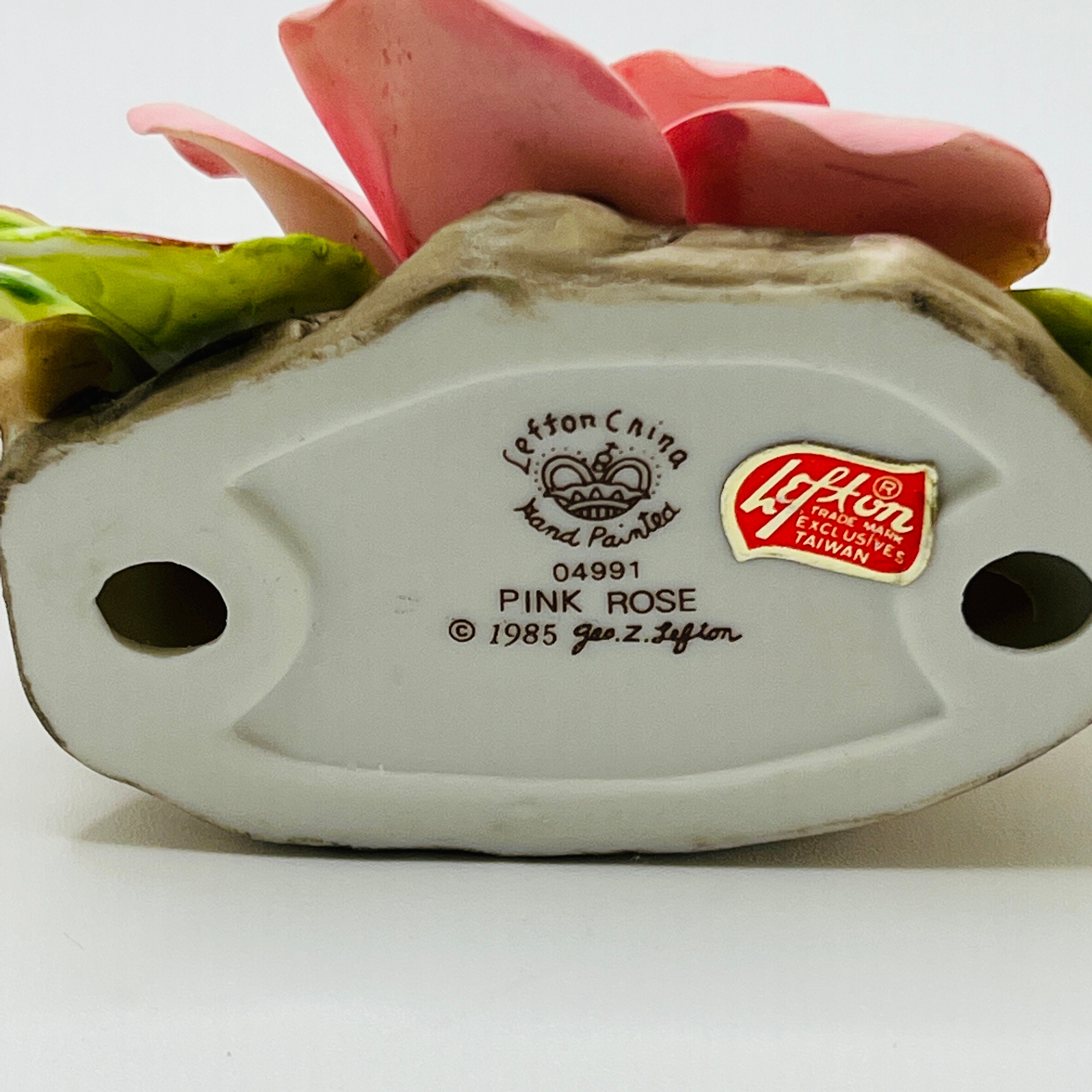 Lefton China Porcelain Pink Rose on Branch and Ladybug Signed 1985 - Etsy