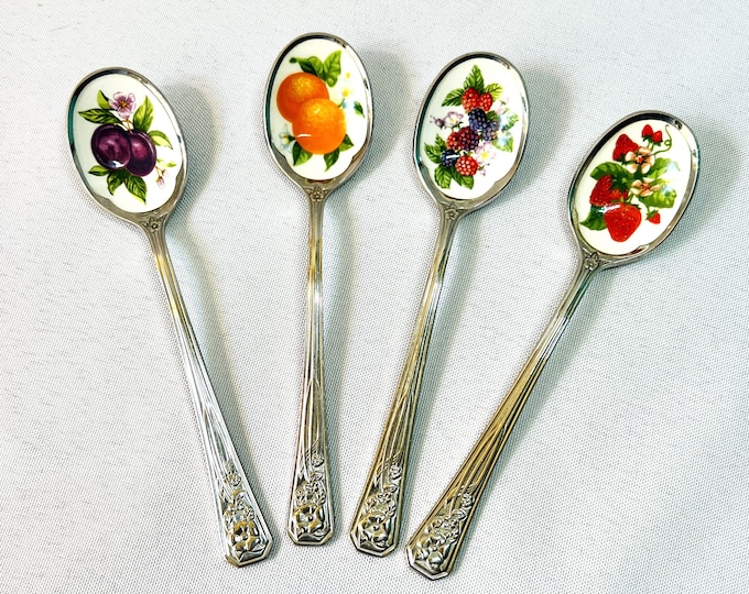 Avon Les Fruits Collectors Spoons Vintage Stainless Steel and Enamel ...