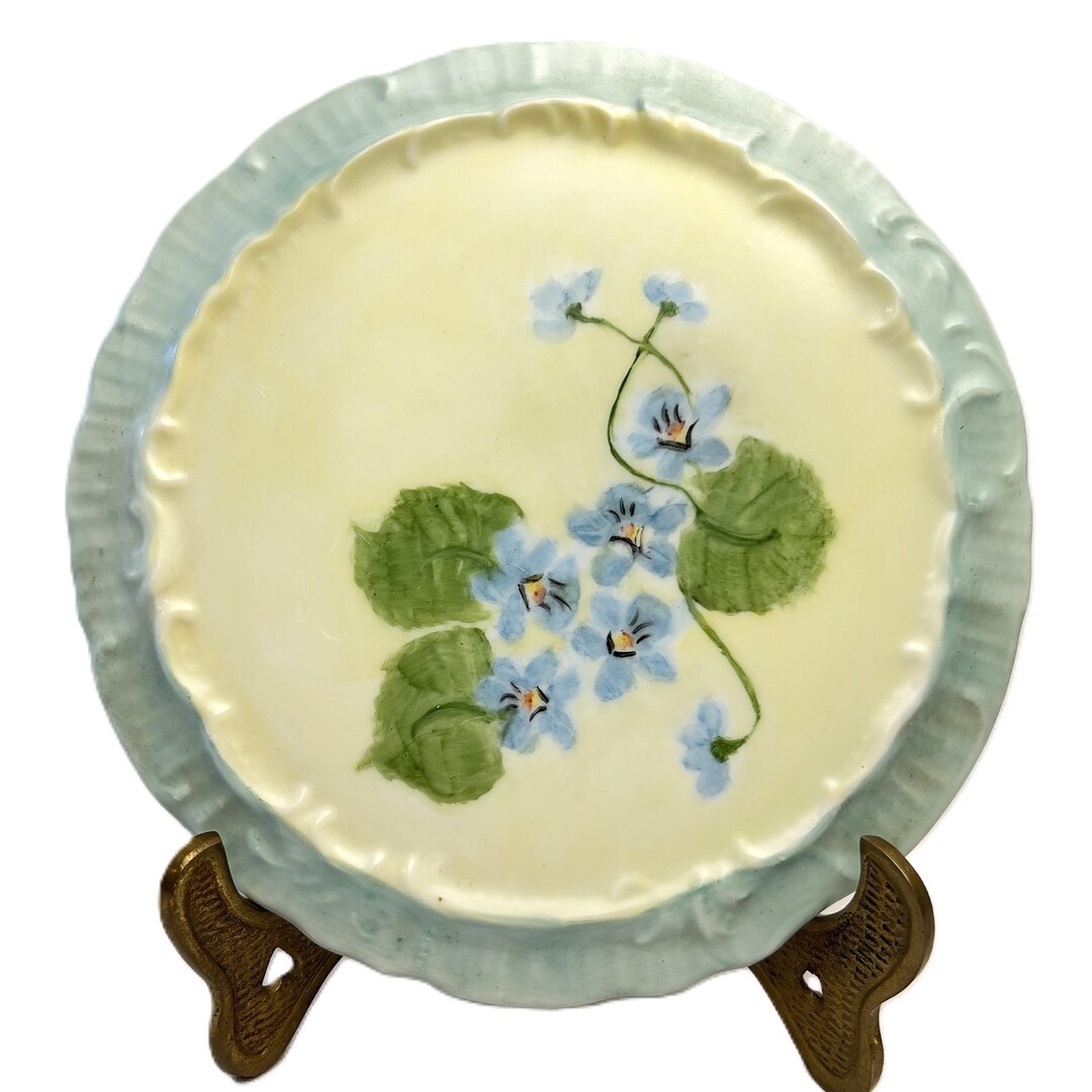 Hand-painted Vintage Teal Blue Floral Trivet Signed Pansy Franklin ...