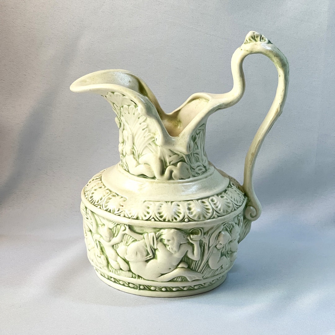 Greek Pitcher Vintage Mythology Poseidon Neptune Mermaids Cherubs ...