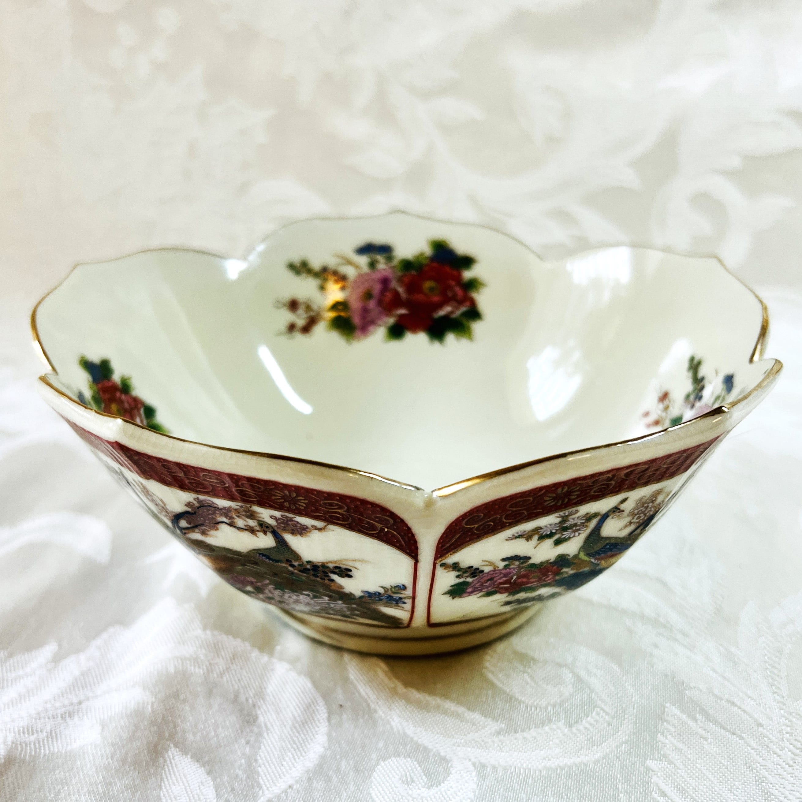 Satsuma Lotus Petal Bowl Vintage Peacocks & Floral Japan - Etsy
