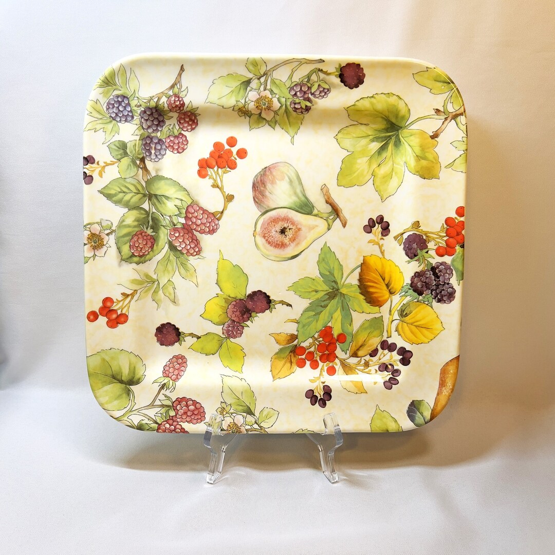 La Primula Vintage Ceramic Square Plate Figs & Wild Berries Dish Italy ...