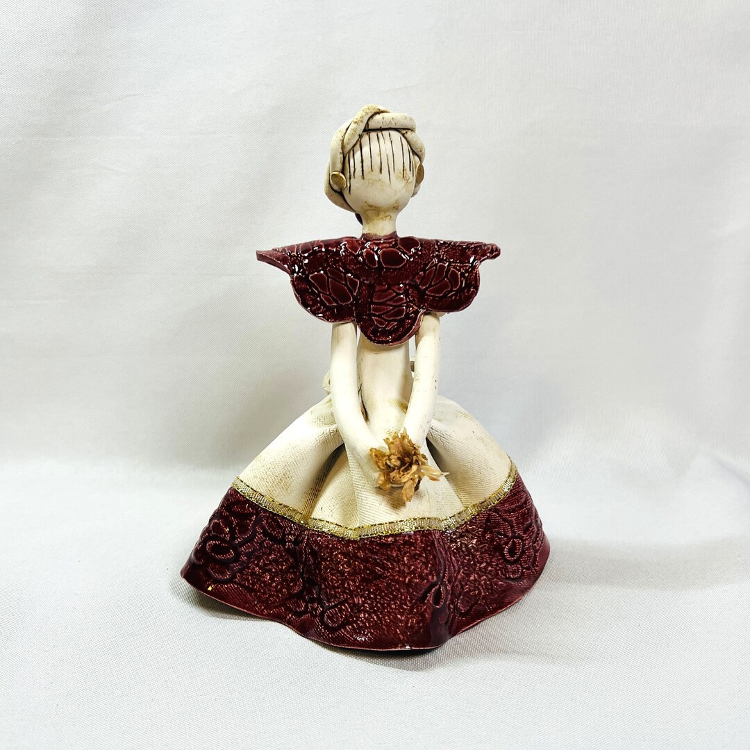 Handmade Art Pottery Clay Faceless Girl Vintage Handcrafted Figurine ...