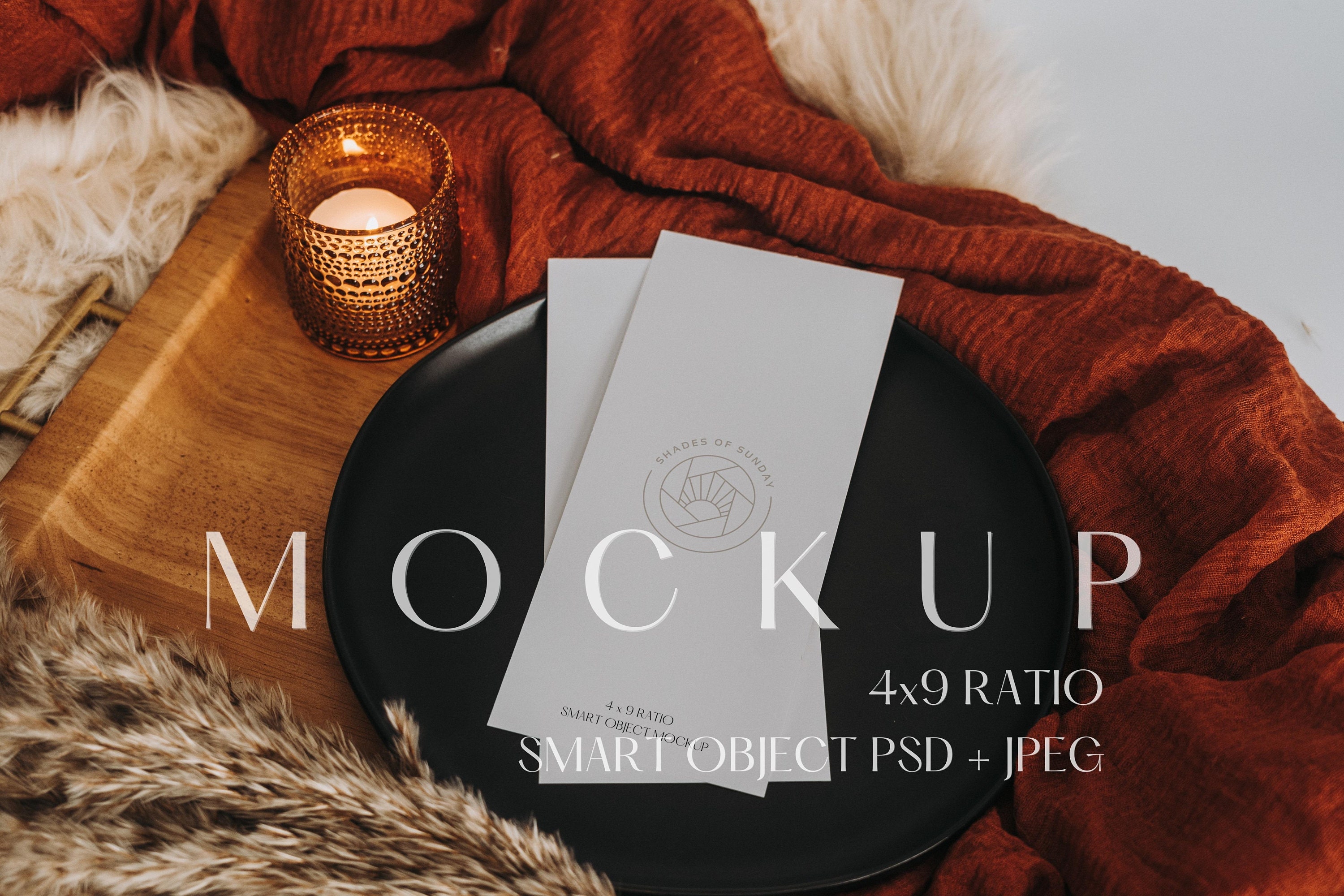 Wedding Program or Menu Mockup 4x9 Neutral Boho Mockup - Etsy