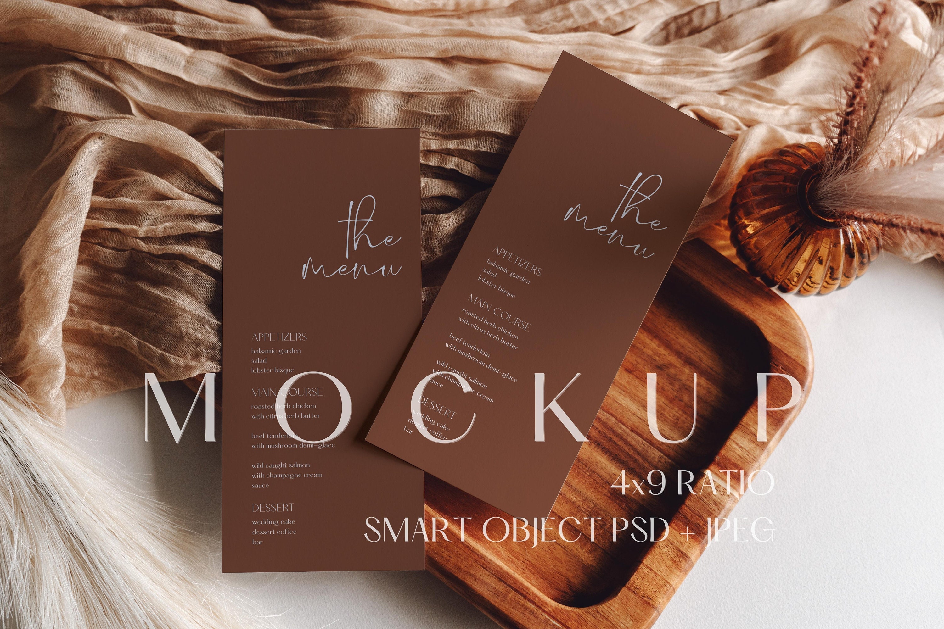 Wedding Program or Menu Mockup 4x9 Neutral Boho Mockup - Etsy