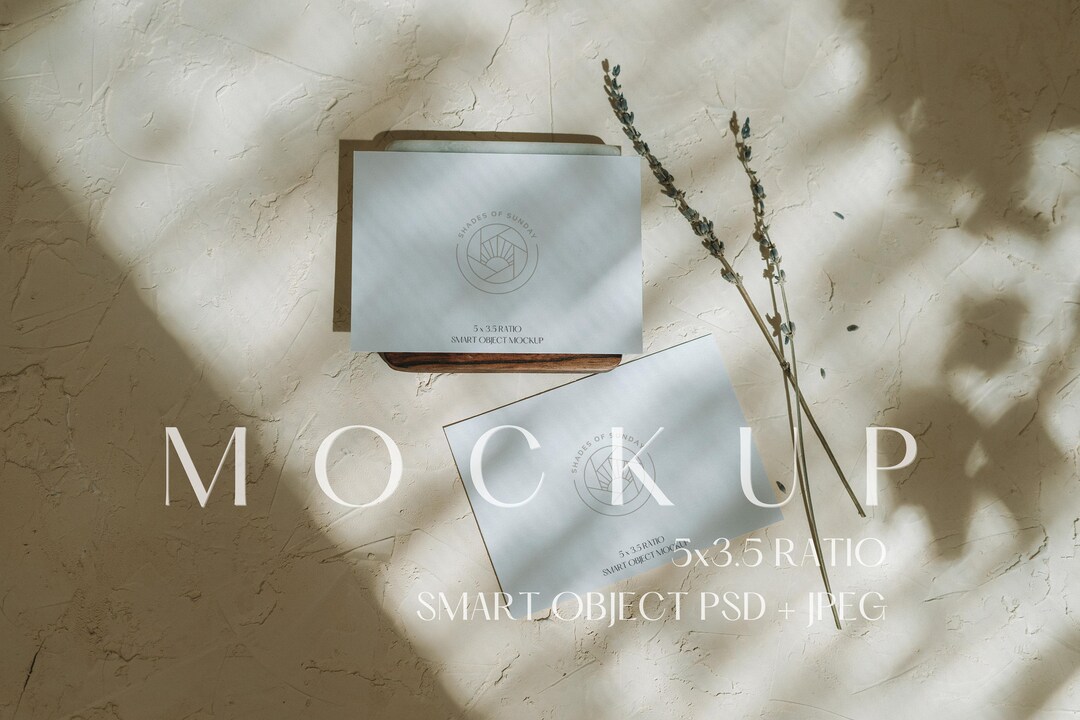 5x3.5 Card Mockup: Moody Shadow, Double Sided (PSD & JPEG) - Etsy