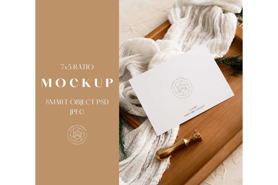 7x5 Horizontal Invitation Card Mockup, Boho Wedding Flatlay Mockup ...