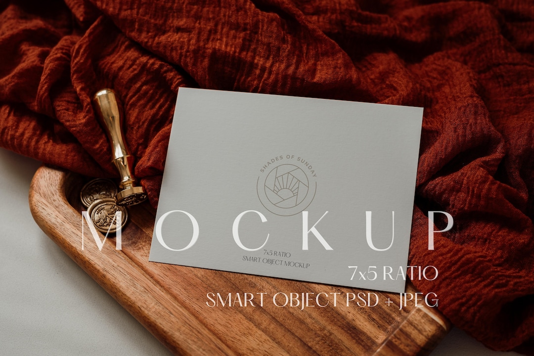 7x5 Horizontal Invitation Card Mockup, Boho Wedding Flatlay Mockup ...