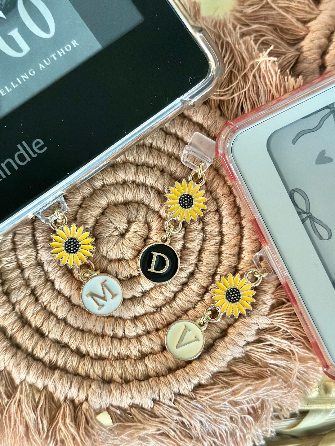 Sunflower Initial Device Charm—phone Charm—kindle Charm—dust Plug ...