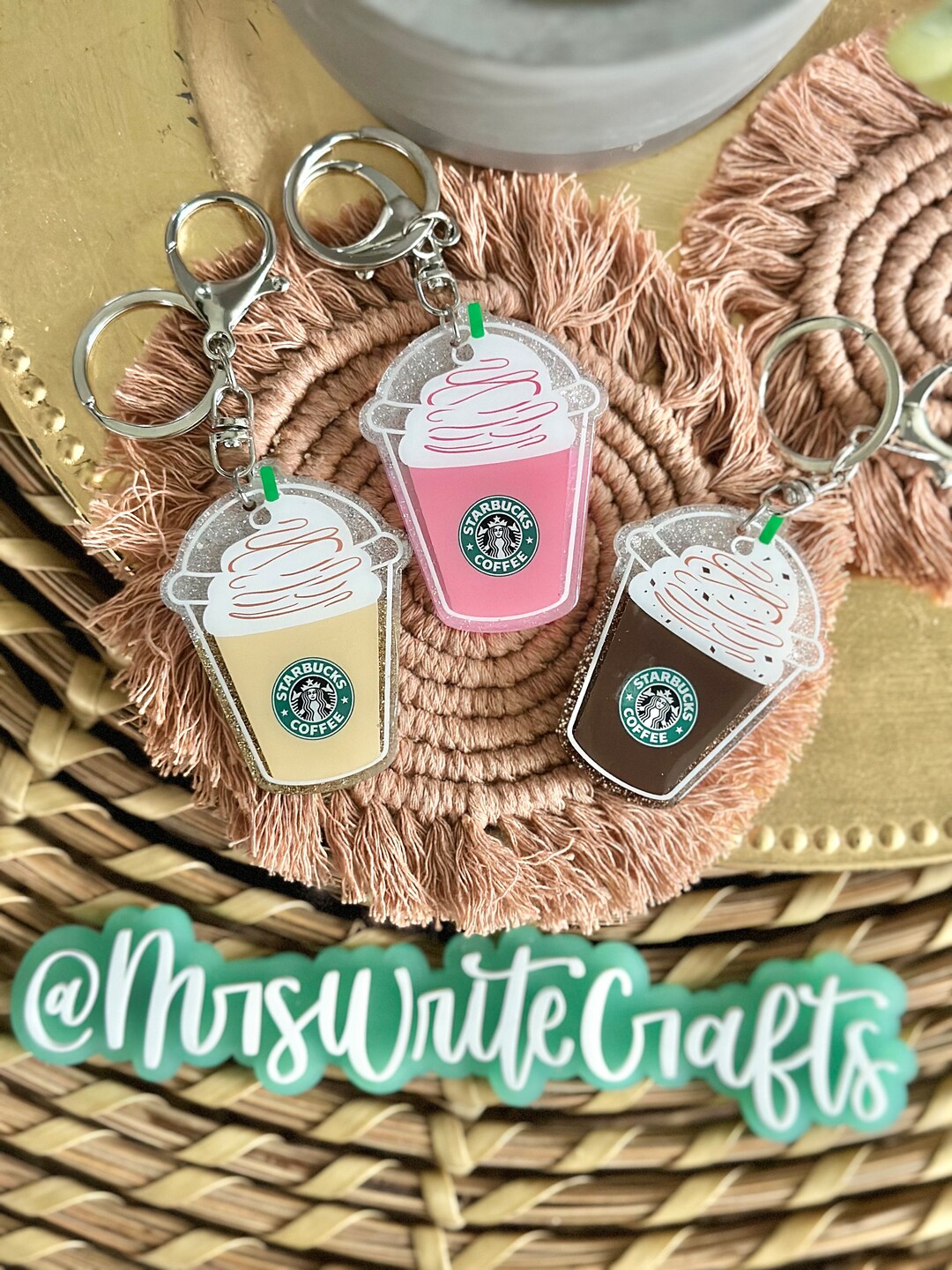 Frap Drink Keychain—cold Drink Acrylic Keychain—glitter Keychain ...