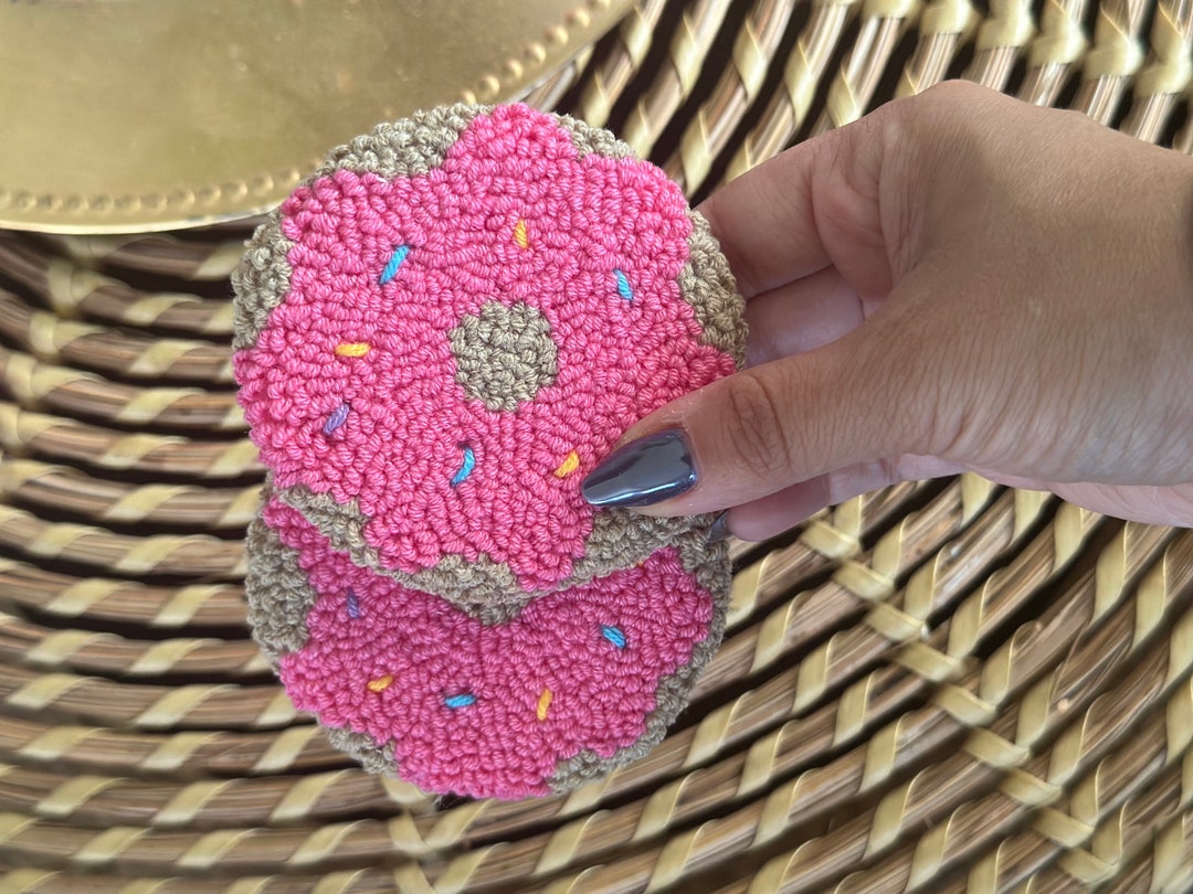 Donut Car Coasters—doughnut Coaster—mug Rug—punch Needle Car Coaster ...