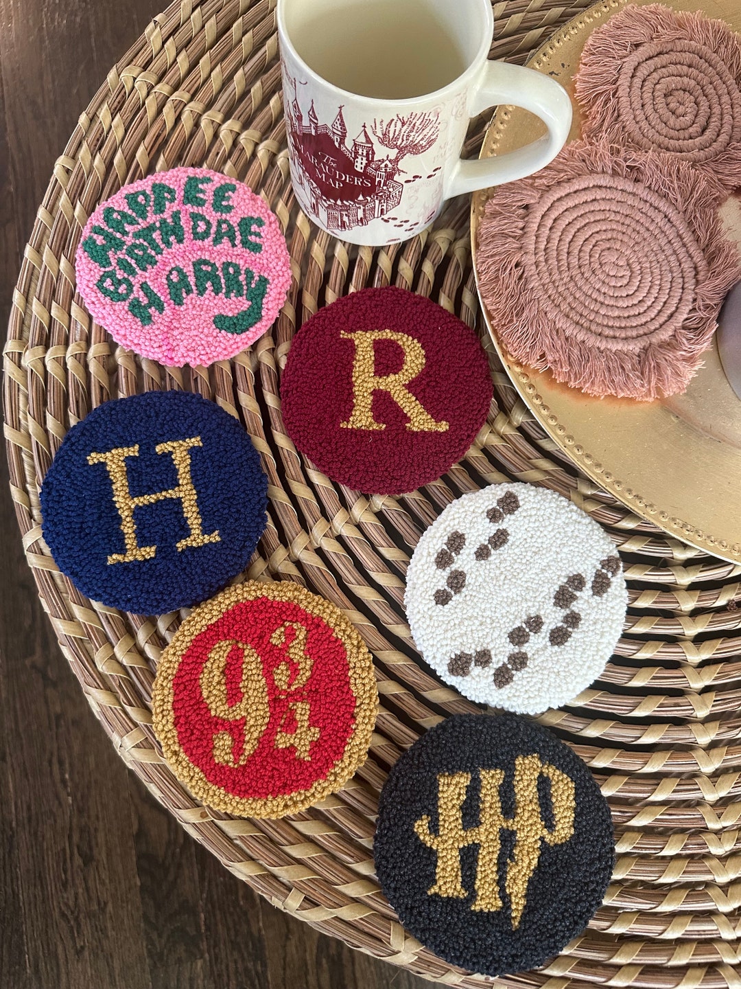 Magical Coaster—mug Rug—punch Needle Coaster—handmade Coaster—tuft ...