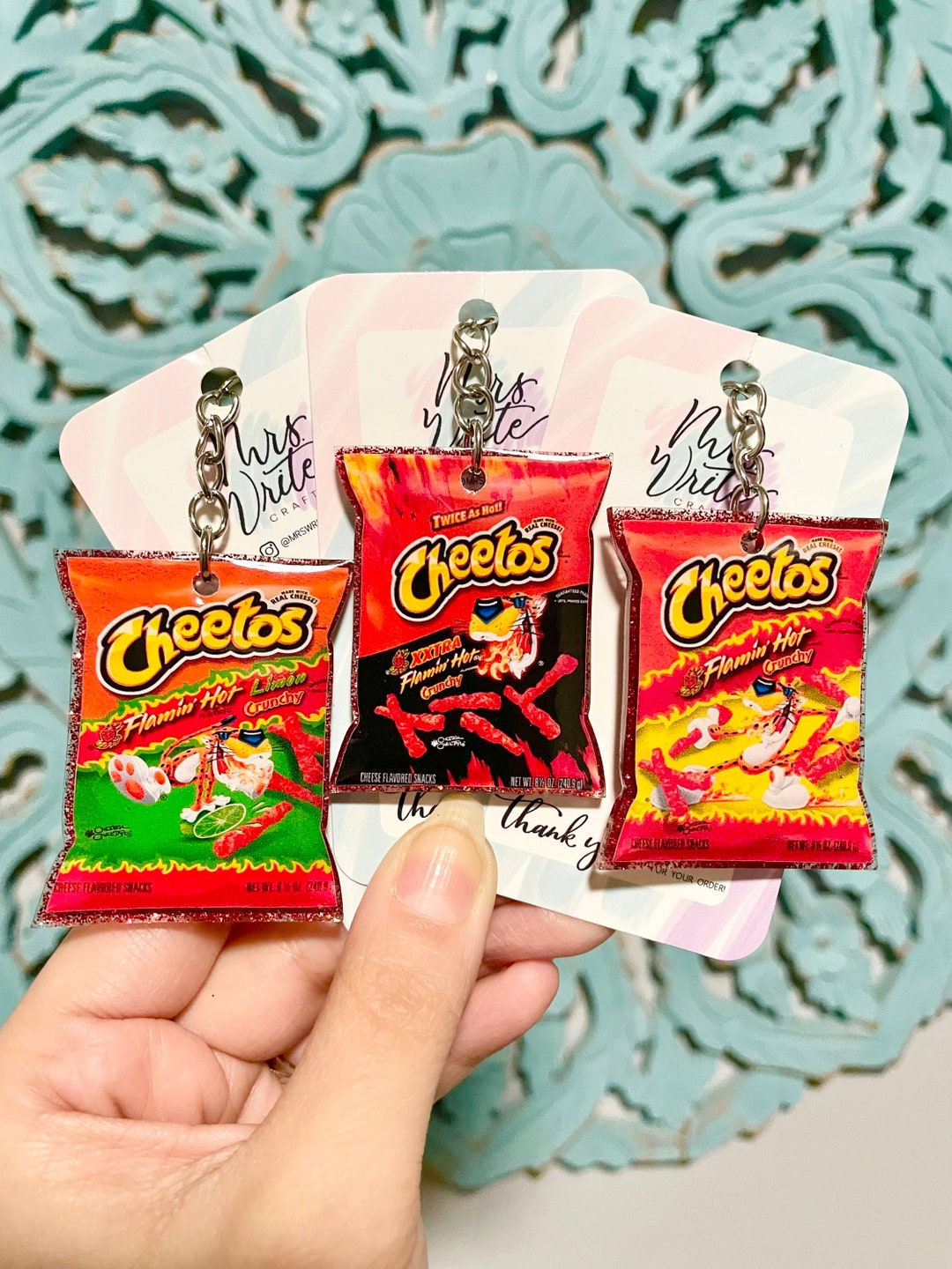 Chip Bag Acrylic Keychain—hot Cheeto Keychain—flaming Hot Cheeto ...