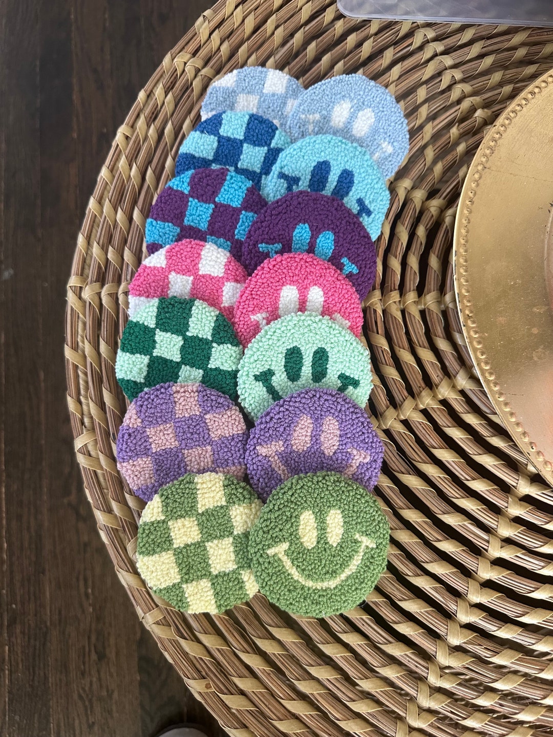 Retro Car Coasters—mug Rug—punch Needle Car Coaster—handmade Coaster ...