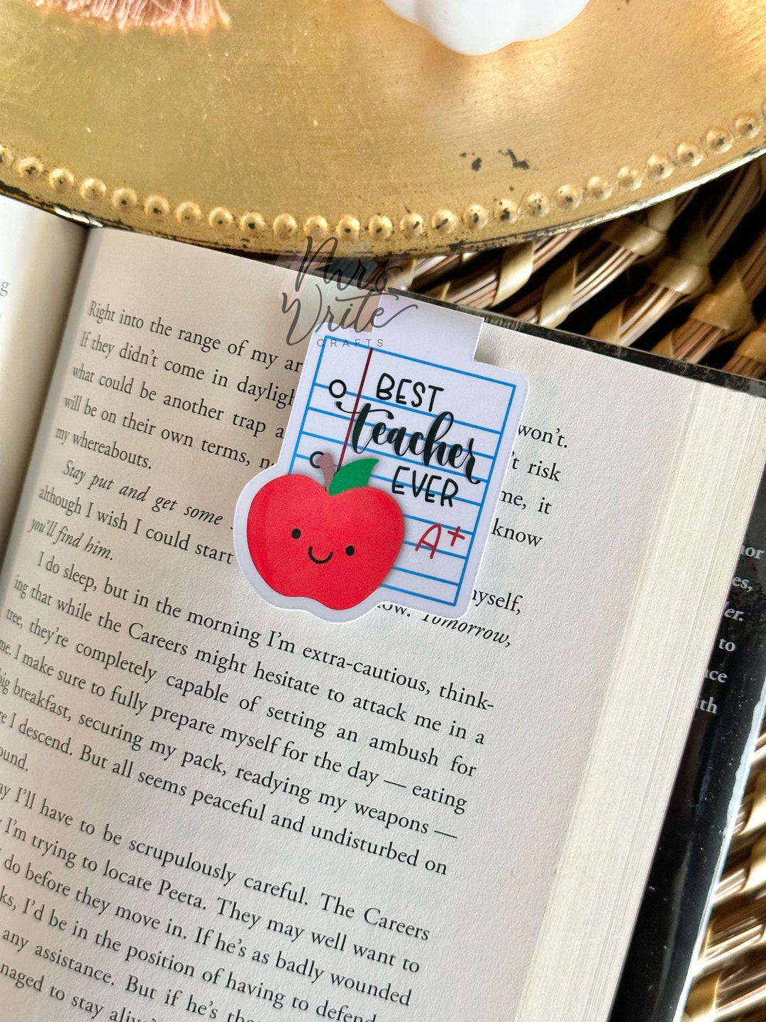 Best Teacher Ever Magnetic Bookmark--apple Bookmark--page Marker--book ...
