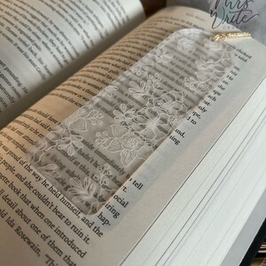 Frosted Acrylic Floral Bookmark--botanical Bookmark--floral Bookmark ...