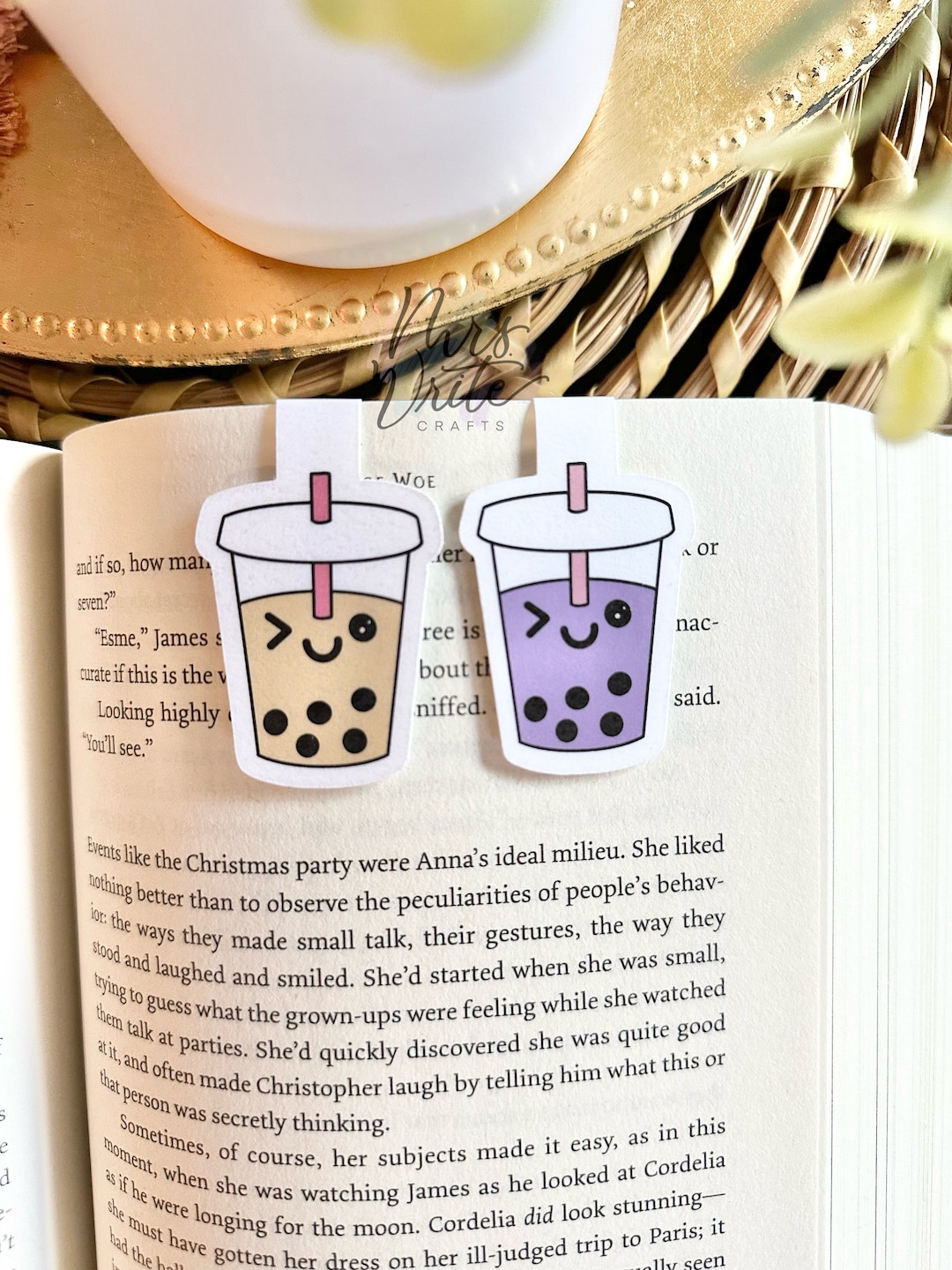 Boba Magnetic Bookmarks--boba Tea Bookmark--page Marker--book Lover ...