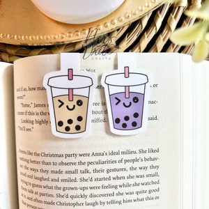 Boba Magnetic Bookmarks--boba Tea Bookmark--page Marker--book Lover ...