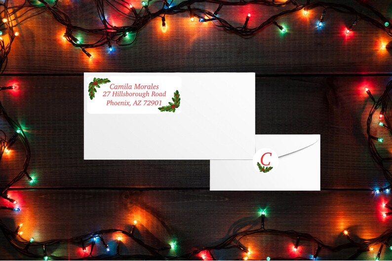 5 PATTERNS Custom Christmas Return Address Labels and Matching Sealing ...