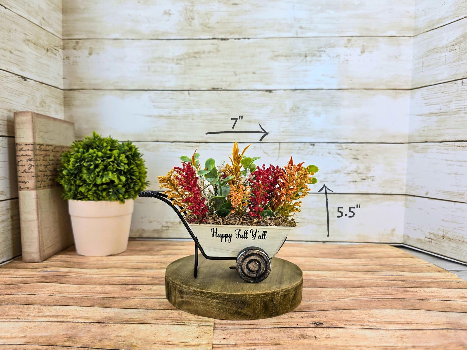 Fall Floral Wheelbarrow Arrangement, Autumn Tiered Tray Decor - Etsy