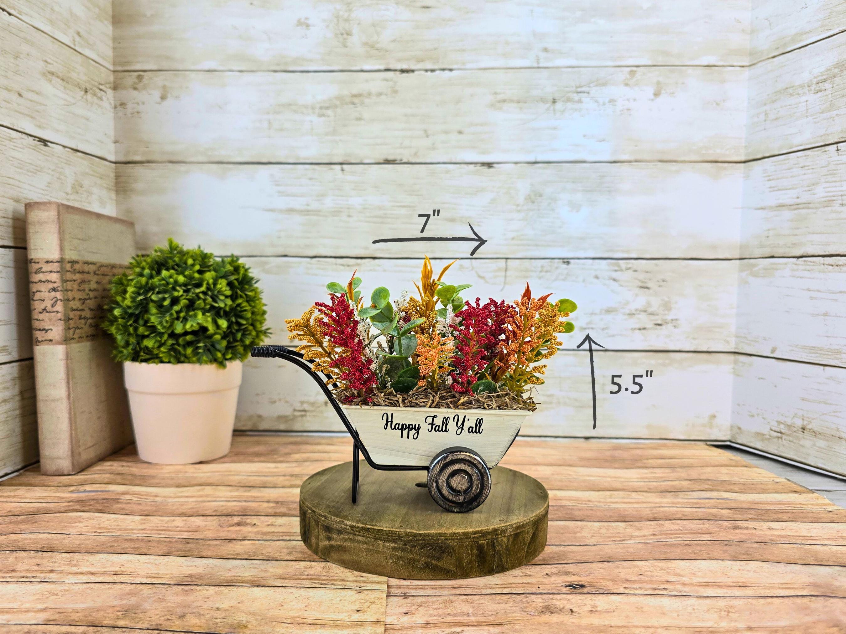 Fall Floral Wheelbarrow Arrangement, Autumn Tiered Tray Decor - Etsy