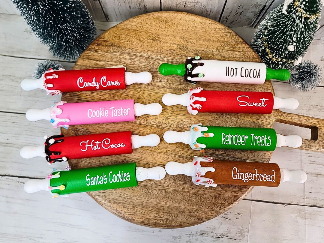 Mini Christmas Rolling Pin, Winter Tiered Tray Rolling Pin, Christmas ...