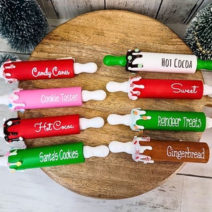Mini Christmas Rolling Pin, Winter Tiered Tray Rolling Pin, Christmas ...