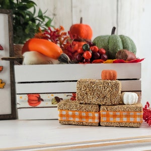 Mini Hay Bale Stack, Tier Tray Decor, Fall Tiered Tray, Pumpkin Decor ...