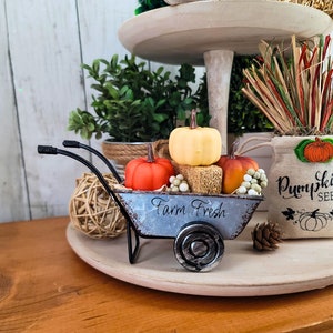 Mini Metal Farmhouse Wheelbarrow, Fall Tiered Tray Decor, Autumn Wheel ...