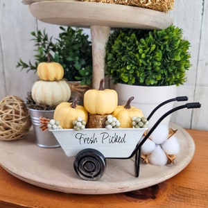 Mini Metal Farmhouse Wheelbarrow, Fall Tiered Tray Decor, Autumn Wheel ...