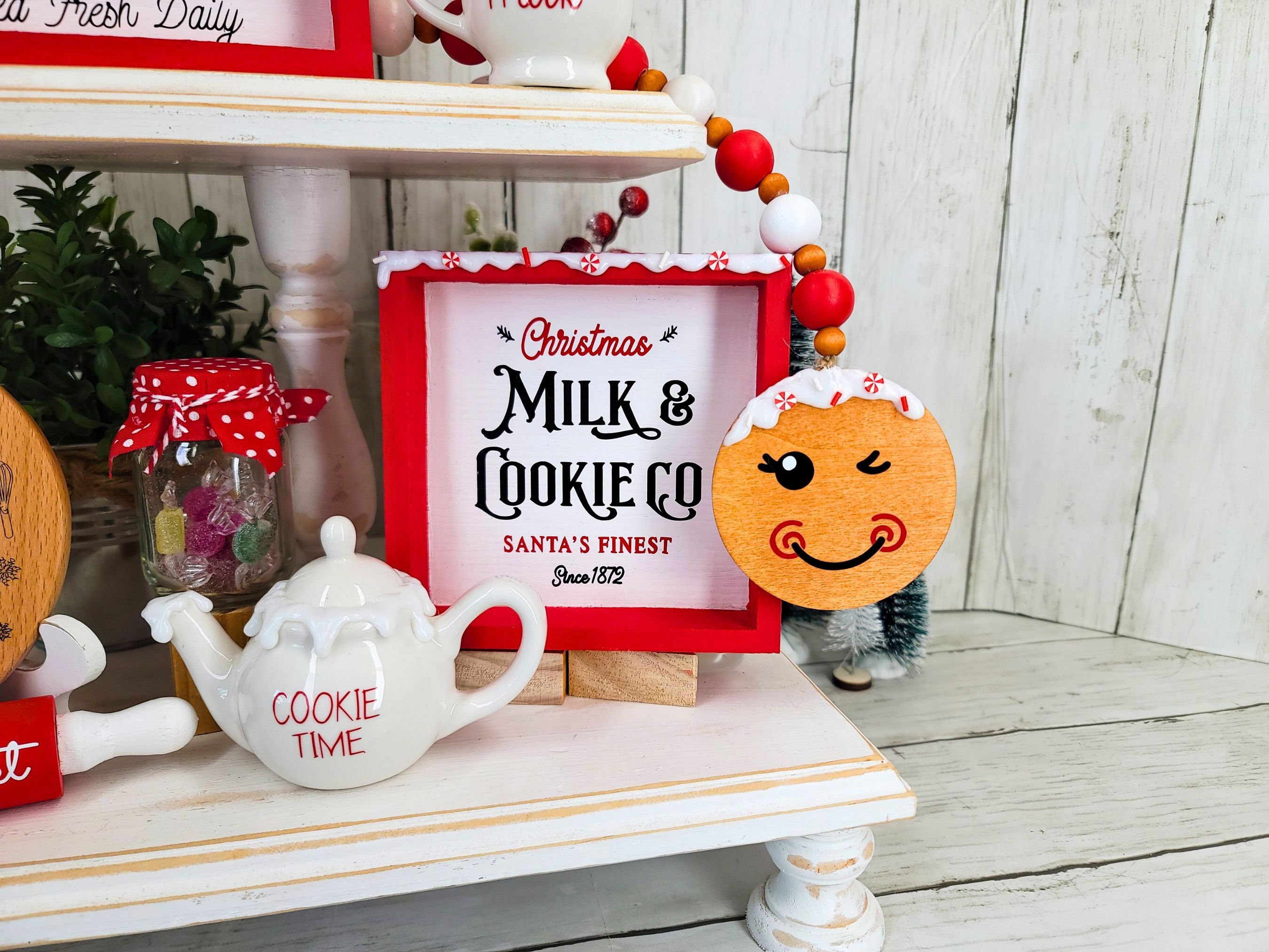Gingerbread Tiered Tray Bundle, Santa's Milk & Cookies, Christmas Tier ...
