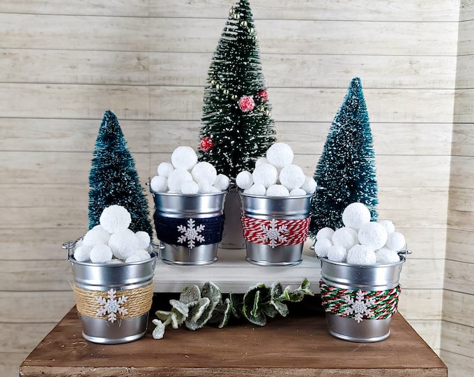 Snowflake Galvanized Metal Bucket Whitewashed 7" Diameter X 5.5" Height ...