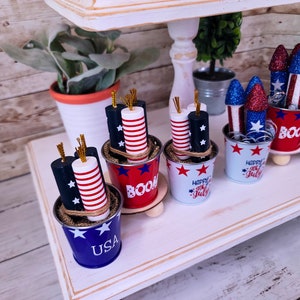 Mini Firework Buckets, July 4th Tiered Tray Decor, Fourth of July ...