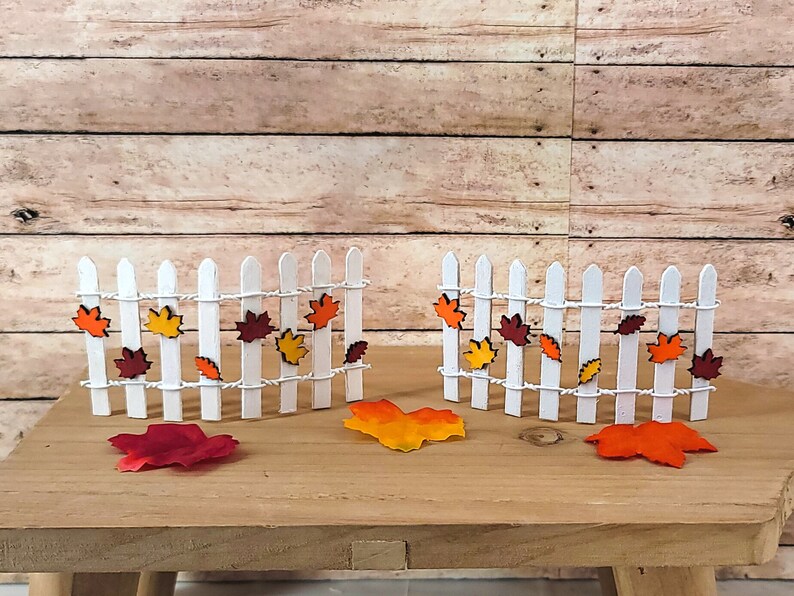 Fall Tiered Tray Decor Fall Fence Mini Fence Autumn Leaves - Etsy