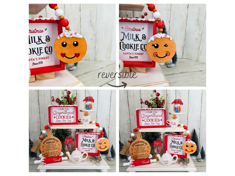 Gingerbread Tiered Tray Bundle, Santa's Milk & Cookies, Christmas Tier ...