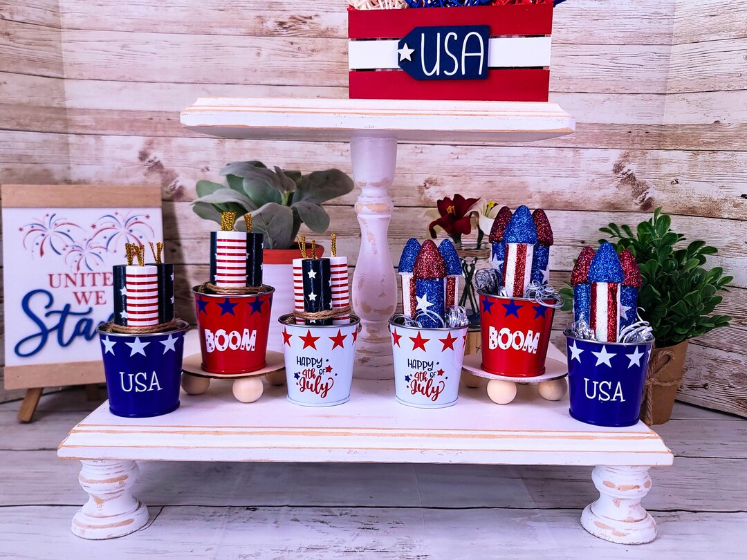 Mini Firework Buckets, July 4th Tiered Tray Decor, Fourth of July ...