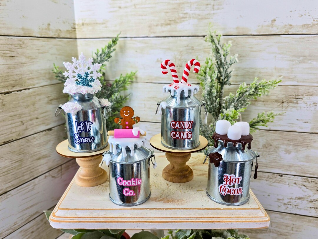 Christmas Milk Jug, Gingerbread Tiered Tray, Let It Snow Bucket, Candy ...