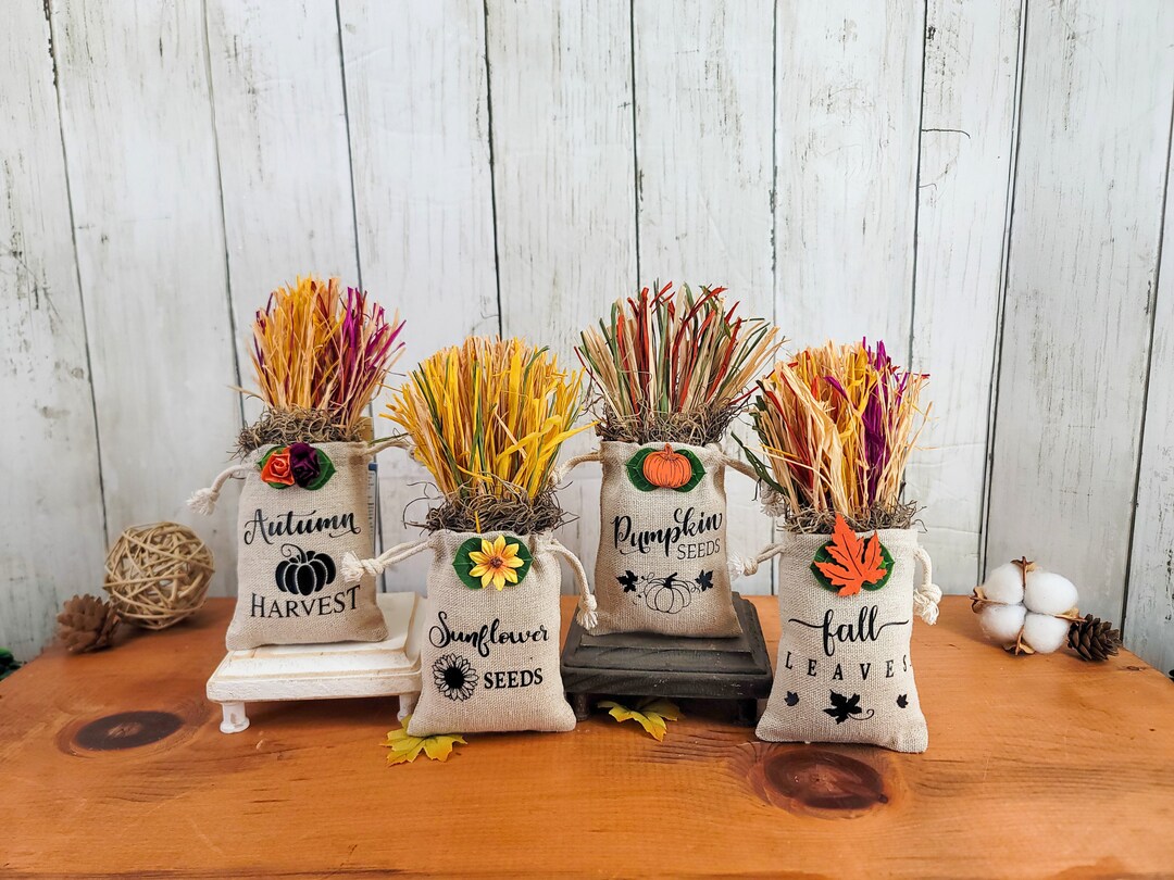 Mini Fall Sacks, Fall Tiered Tray Decor, Mini Autumn Burlap Bag, Tier ...