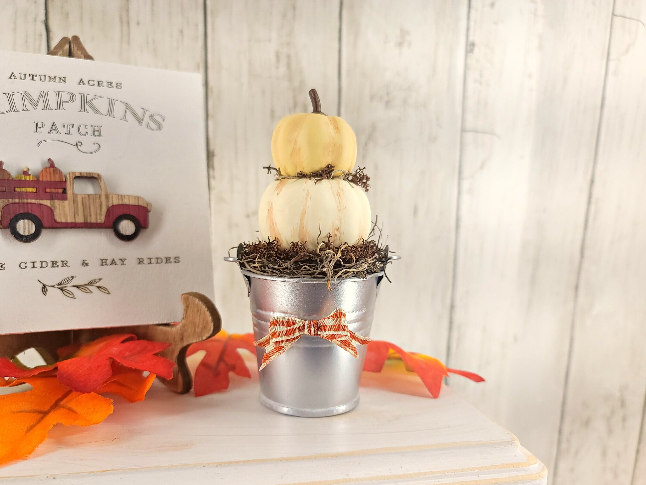 Fall Tier Tray Bundle Mini Pumpkin Stack With Hay Bale Mini - Etsy