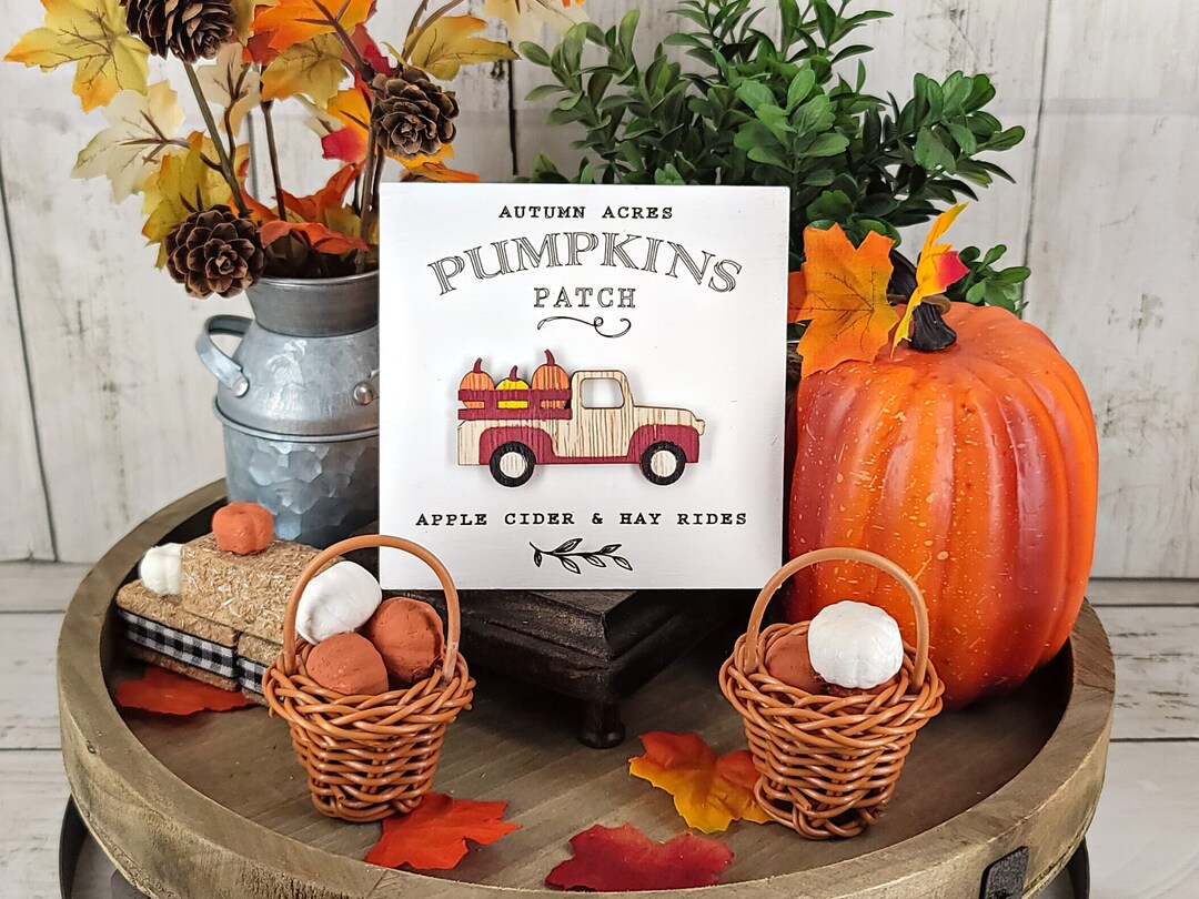 Pumpkin Patch Bundle, Mini Engraved Pumpkin Patch Sign With Pumpkin ...