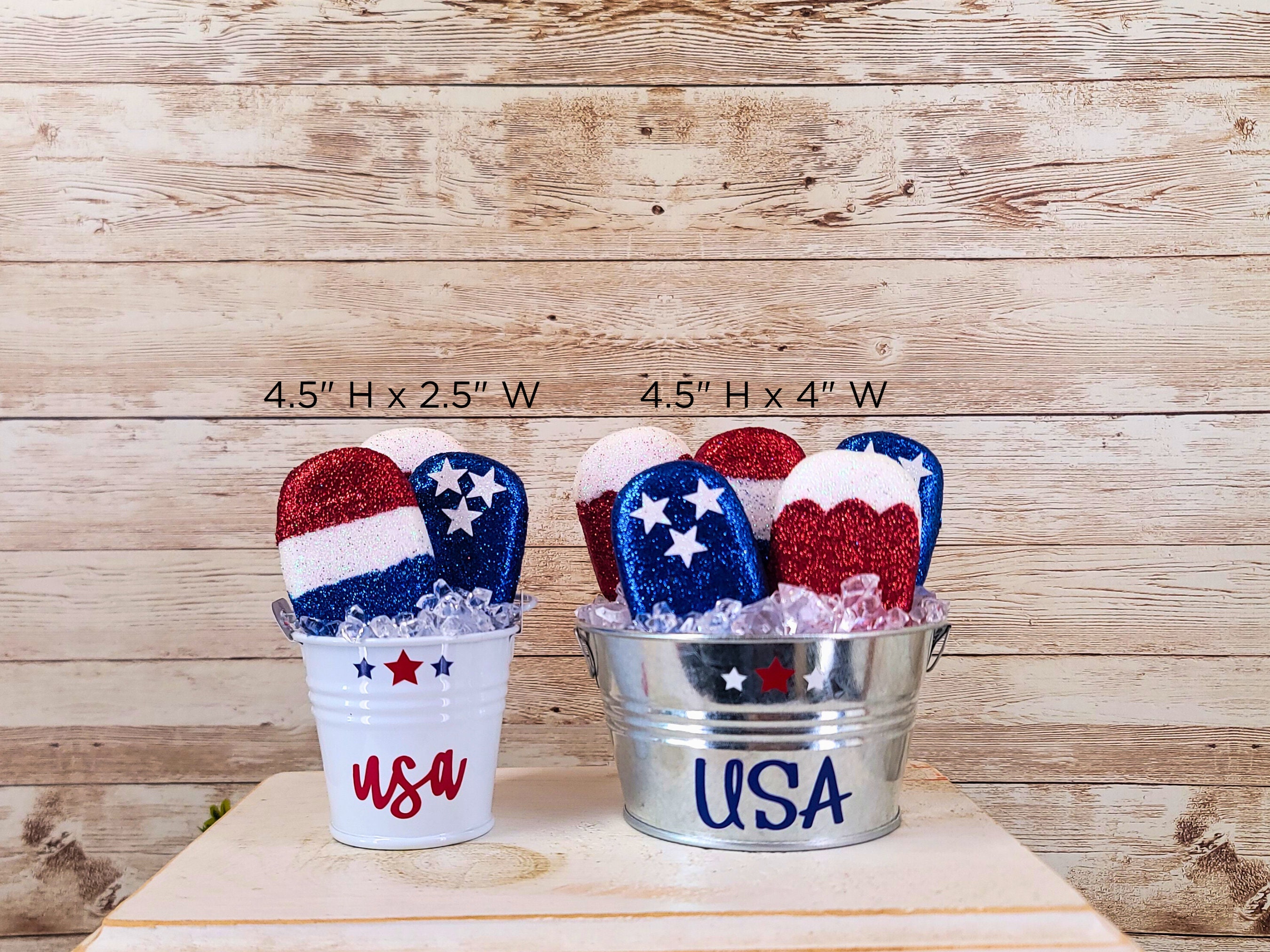 Mini July 4th Popsicle Bucket, July 4th Tiered Tray Decor, Patriotic ...