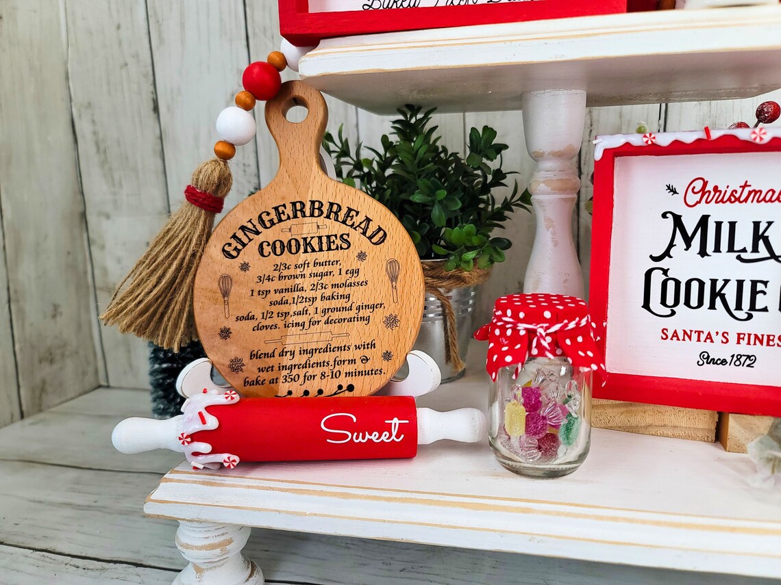Gingerbread Tiered Tray Bundle, Santa's Milk & Cookies, Christmas Tier ...
