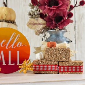 Mini Hay Bale Stack, Tier Tray Decor, Fall Tiered Tray, Pumpkin Decor ...