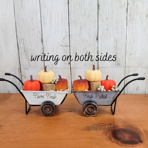 Mini Metal Farmhouse Wheelbarrow, Fall Tiered Tray Decor, Autumn Wheel ...