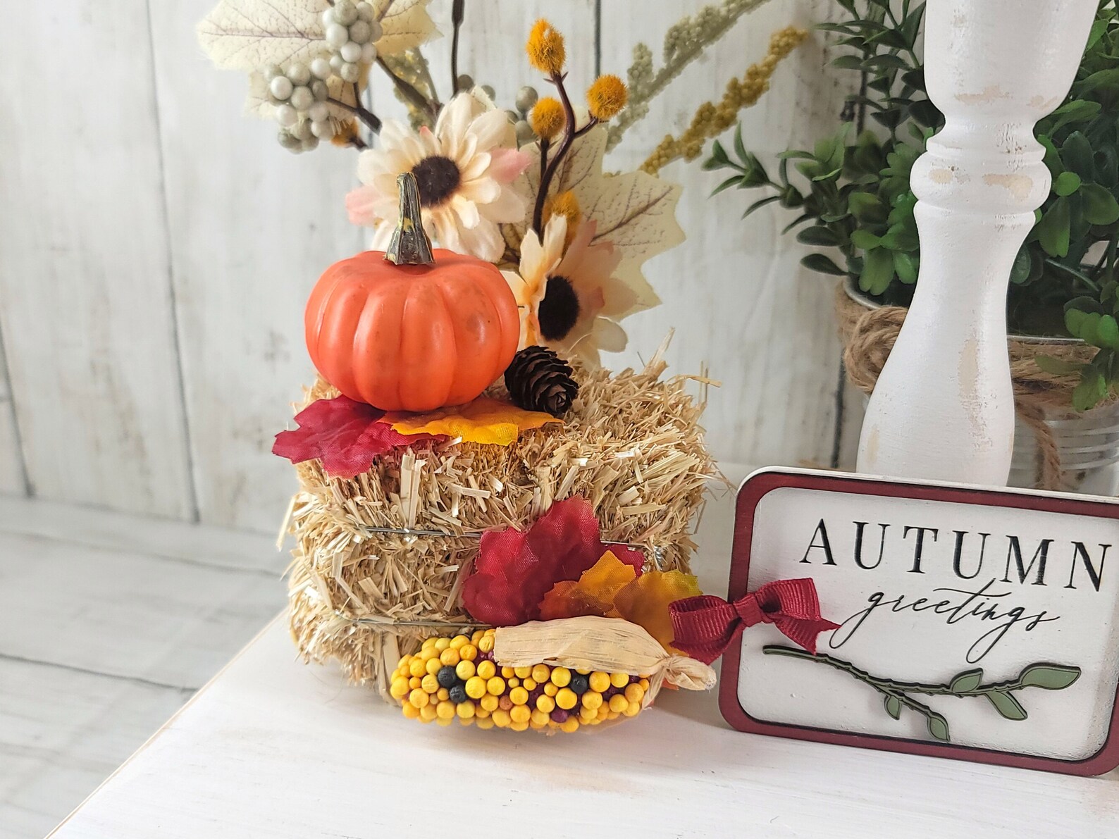 Mini Harvest Hay Bale, Thanksgiving Haybale, Fall Tiered Tray Decor ...